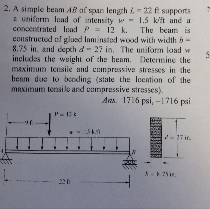 Solved A simple beam AB of span length L = 22 ft supports a | Chegg.com