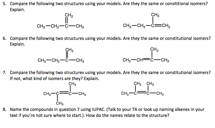 Solved 5. Compare the following two structures using your | Chegg.com
