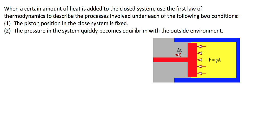 Solved When a certain amount of heat is added to the closed | Chegg.com
