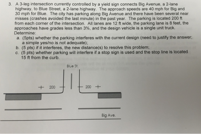 Solved A 3-leg intersection currently controlled by a yield | Chegg.com