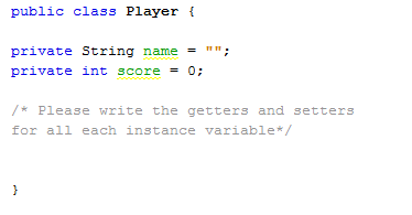 Solved Please complete the class Player by writing all the | Chegg.com