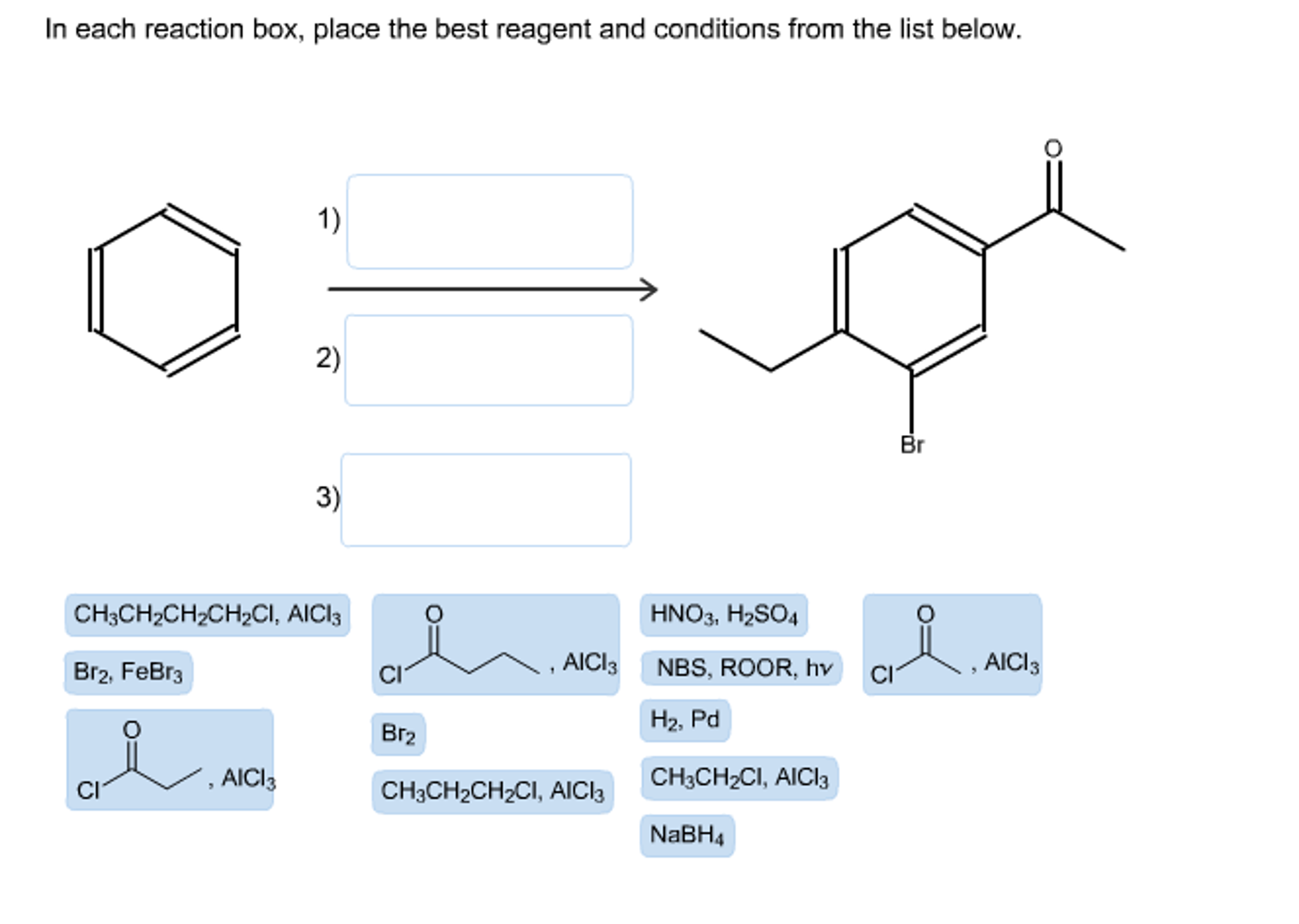 Solved In each reaction box, place the best reagent and | Chegg.com