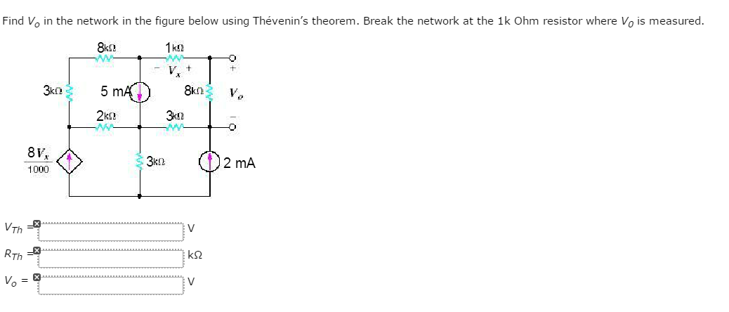 Solved Find Vo in the network in the figure below using | Chegg.com
