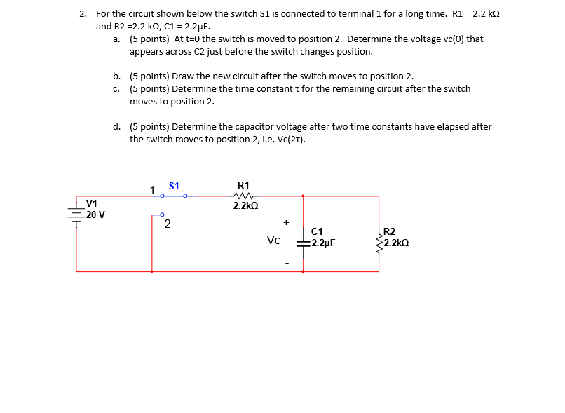 Solved 2. For the circuit shown below the switch S1 is | Chegg.com
