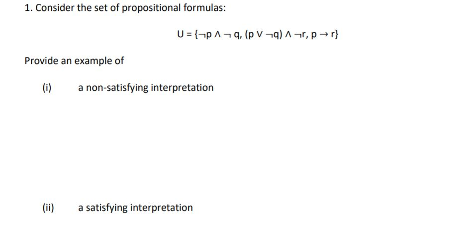 Solved 1. Consider the set of propositional formulas: →r | Chegg.com