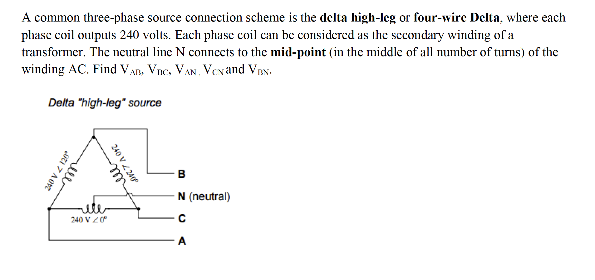 Solved A common three-phase source connection scheme is the | Chegg.com