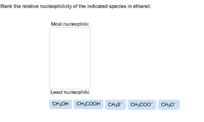 Solved Rank the relative nucleophilicity of the indicated | Chegg.com