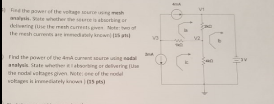 Solved Find the power of the voltage source using mesh | Chegg.com