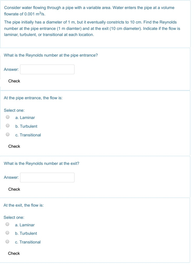 Solved Consider water flowing through a pipe with a variable | Chegg.com