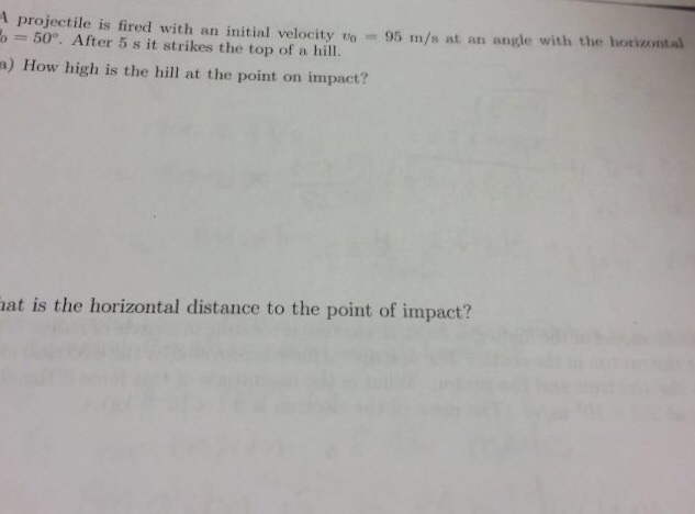 Solved A projectile is fired with an initial velocity v_0 = | Chegg.com