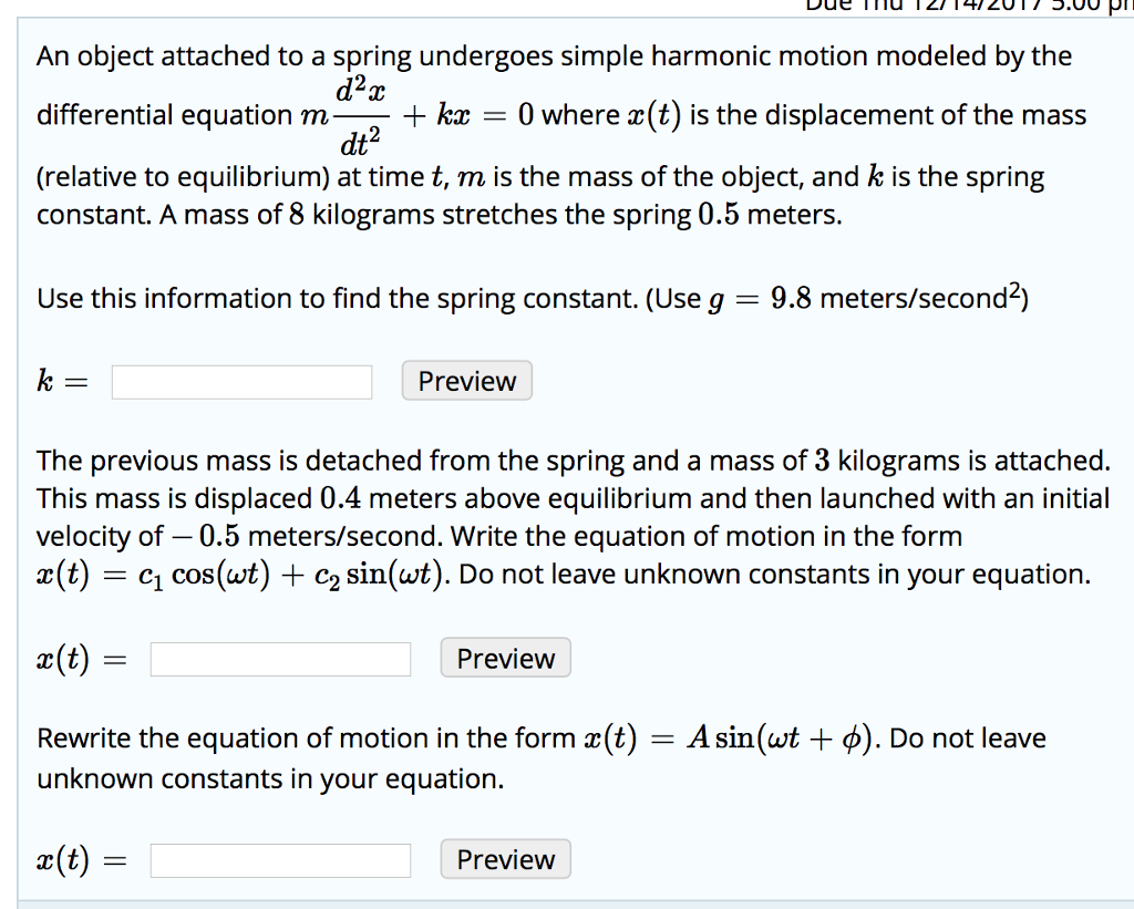 Solved An object attached to a spring undergoes simple | Chegg.com
