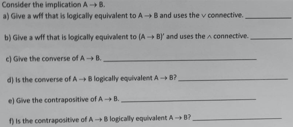 Solved Consider the implication A rightarrow B. a) Give a | Chegg.com
