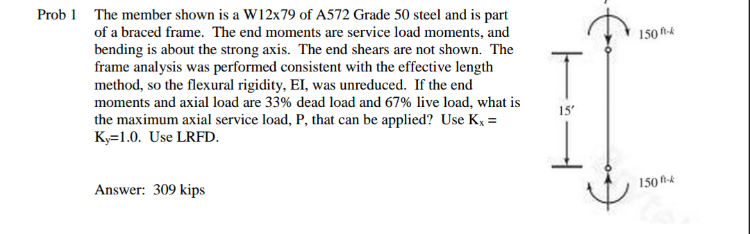 Solved Prob 1 The member shown is a W12x79 of A572 Grade 50 | Chegg.com