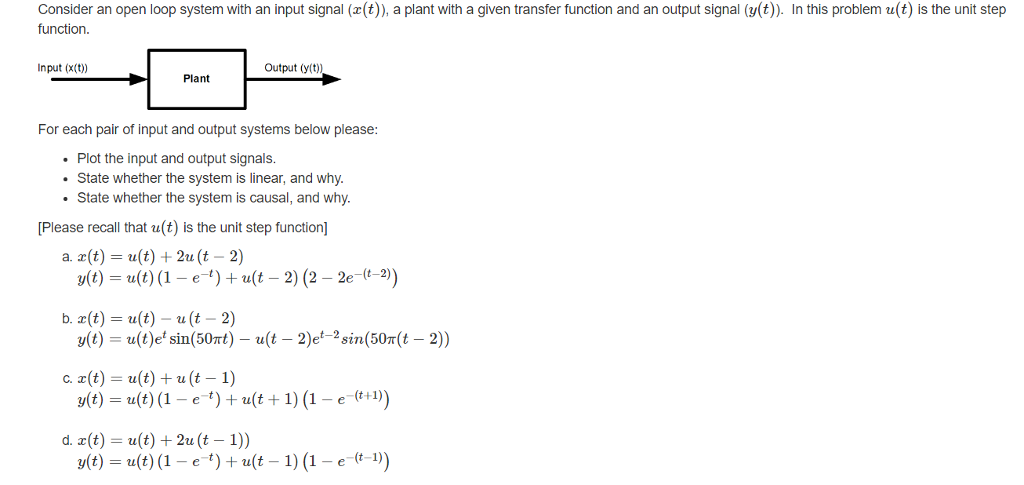 Solved Consider an open loop system with an input signal | Chegg.com
