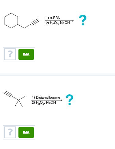 Solved 1) 9-BBN 2) H202, NaOH 2 2 2 Edit 1) Disiamylborane | Chegg.com