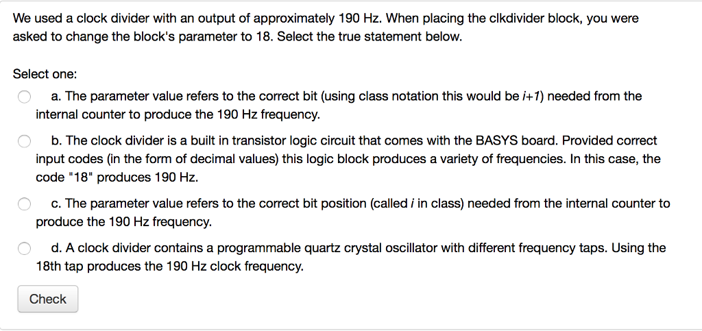 Solved We used a clock divider with an output of | Chegg.com