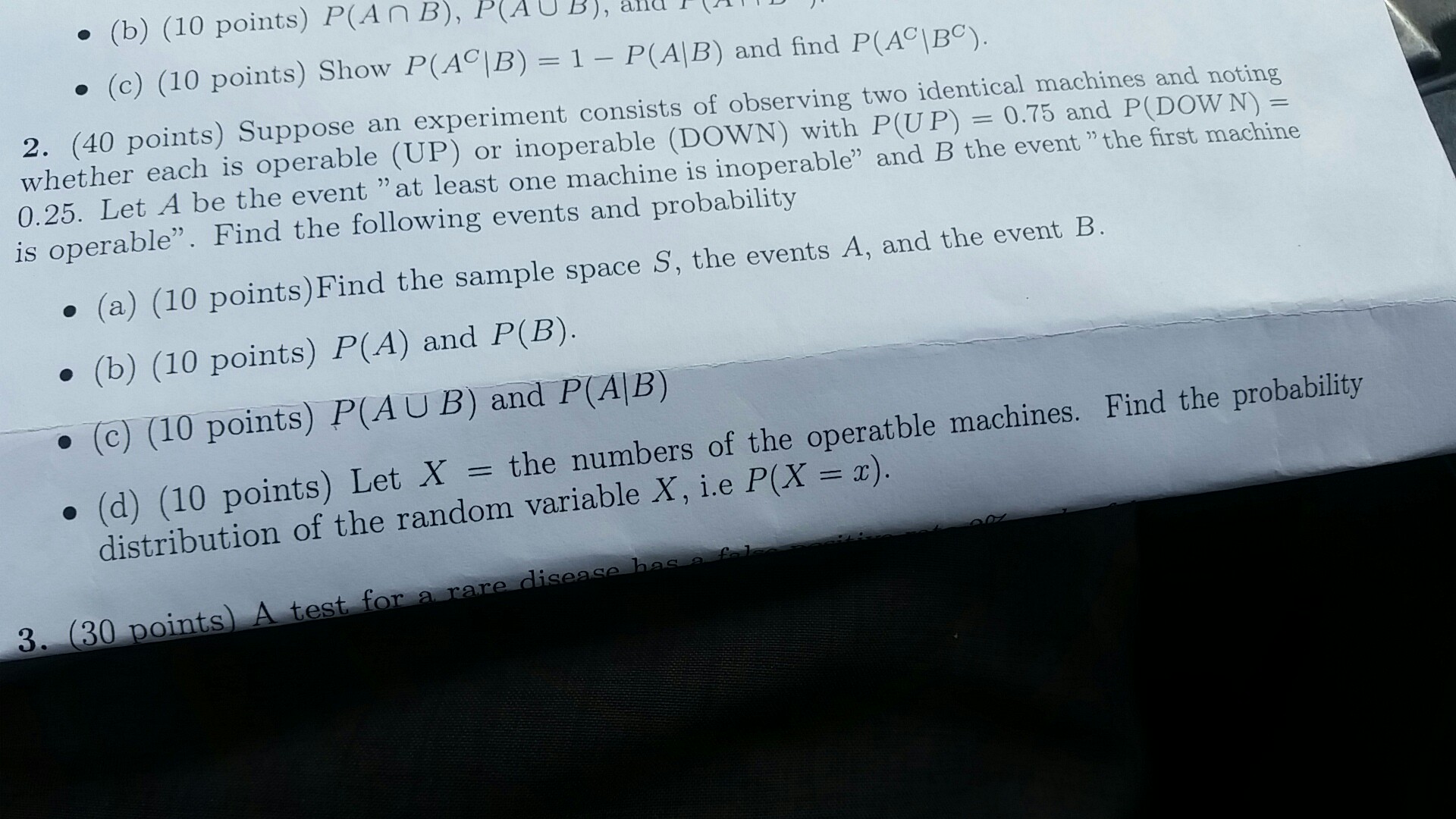 Solved . (b) (10 points) P(AnB), P(AUB), l P . (c) (10 | Chegg.com