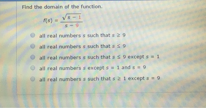Solved Find the domain of the function. f(s) = squareroot s | Chegg.com