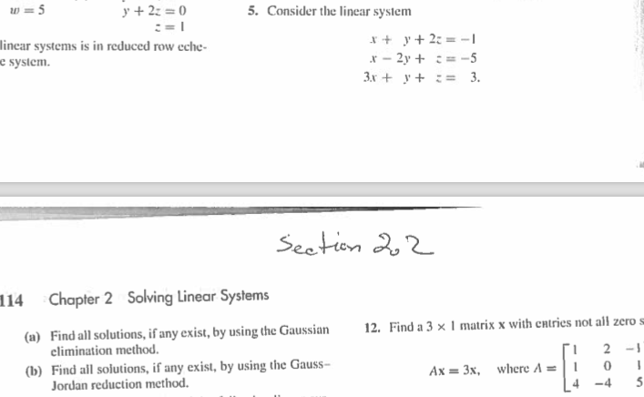 Solved Consider the linear system linear x + y + 2z = -1 x | Chegg.com