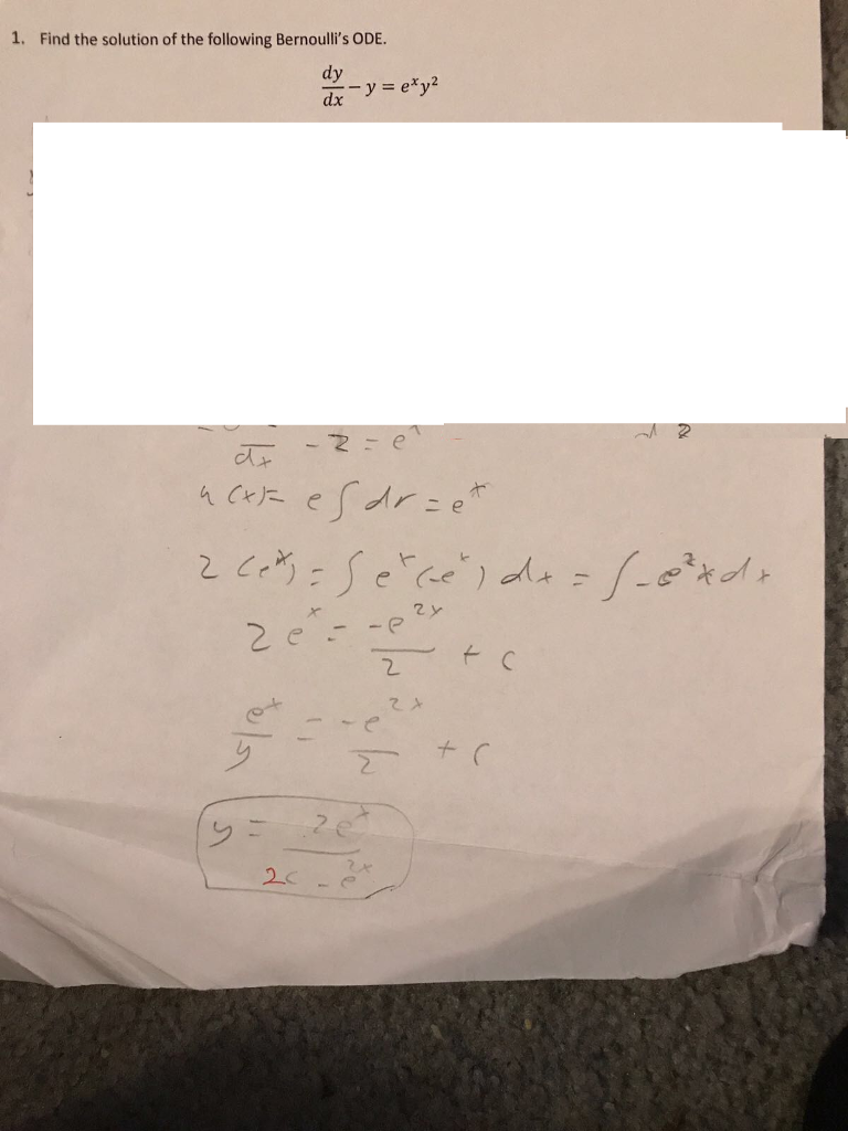 Solved Find the solution of the following Bernoulli's ODE. | Chegg.com