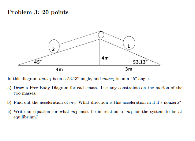 Solved In this diagram mass_1 is on a 53.13 degree angle, | Chegg.com