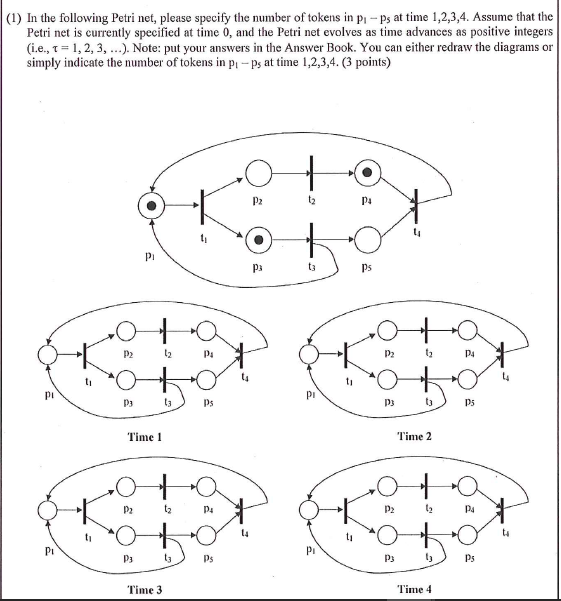 Solved (1) In the following Petri net, please specify the | Chegg.com
