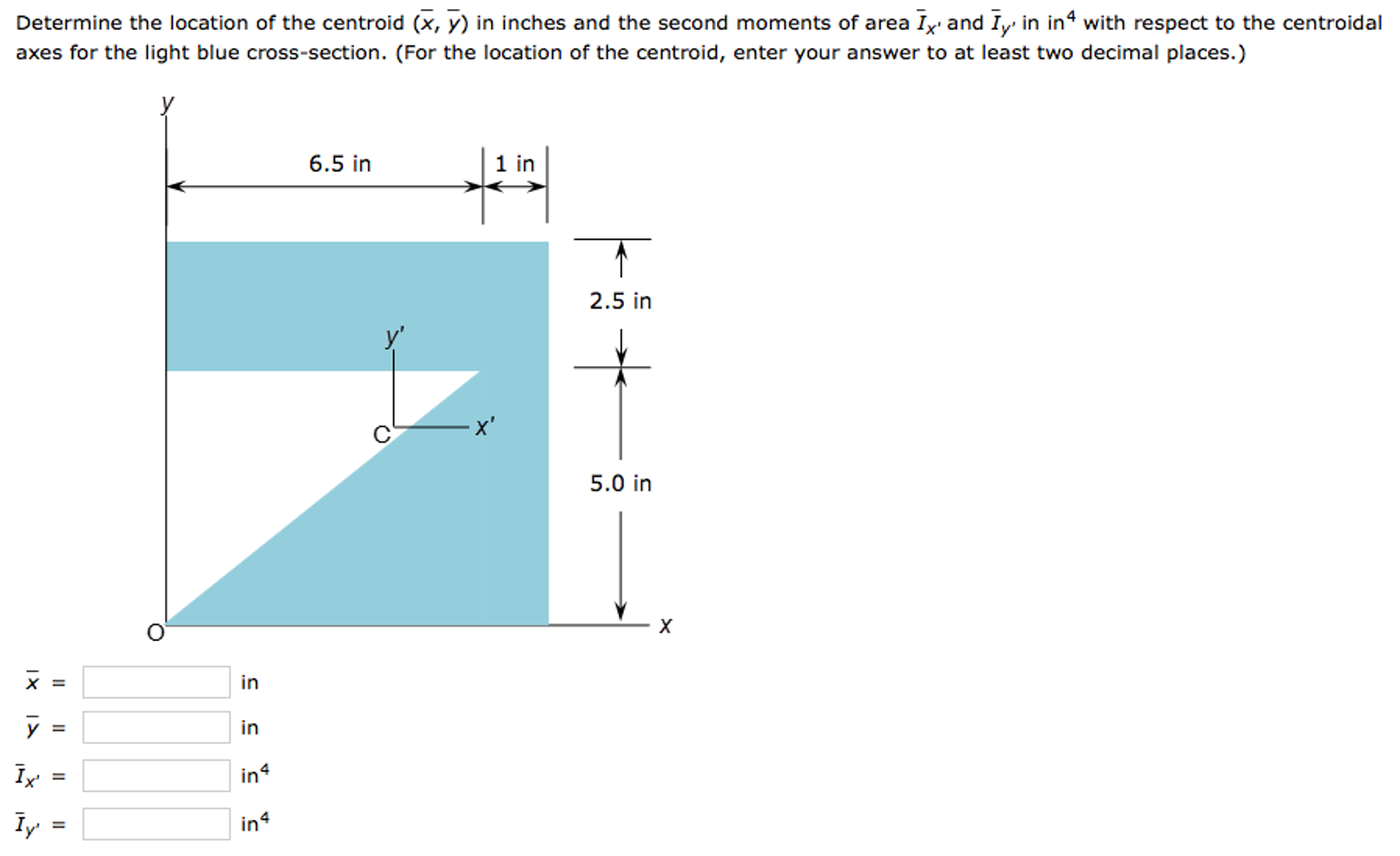 Solved Determine the location of the centroid (x, y) in | Chegg.com