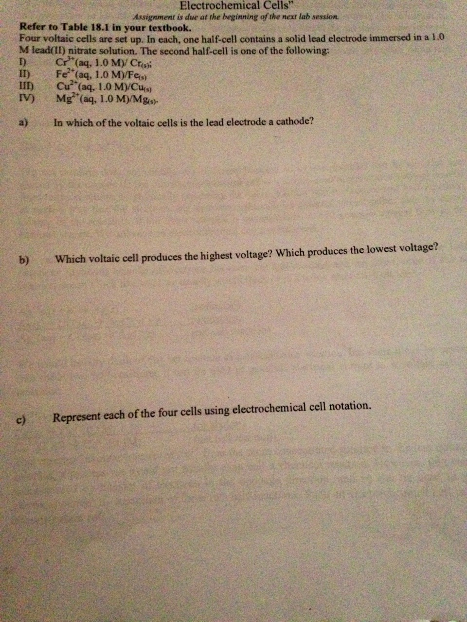 Solved Four voltaic cells are set up. In each, one half-cell | Chegg.com