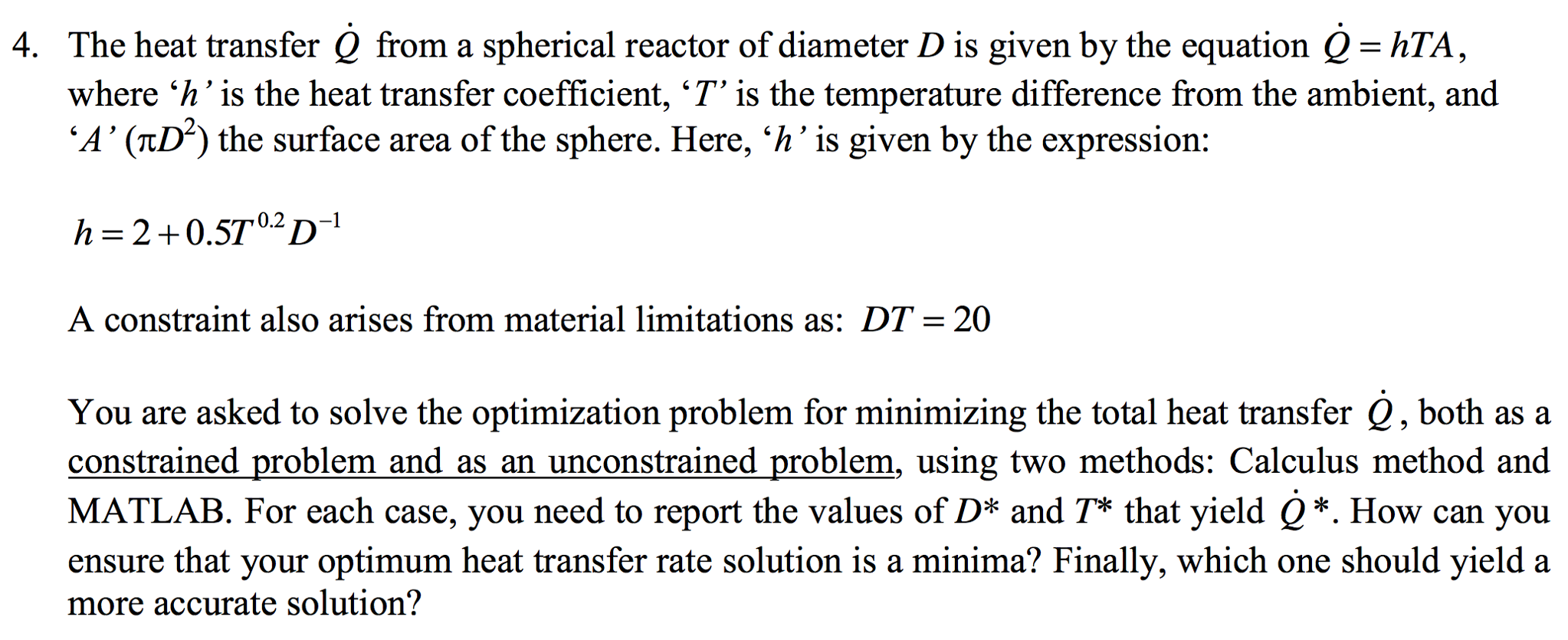 The heat transfer Q from a spherical reactor of | Chegg.com