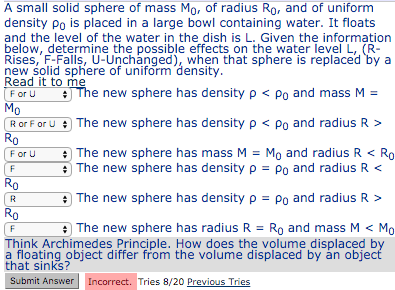 Solved A small solid sphere of mass M0, of radius R0, and of | Chegg.com