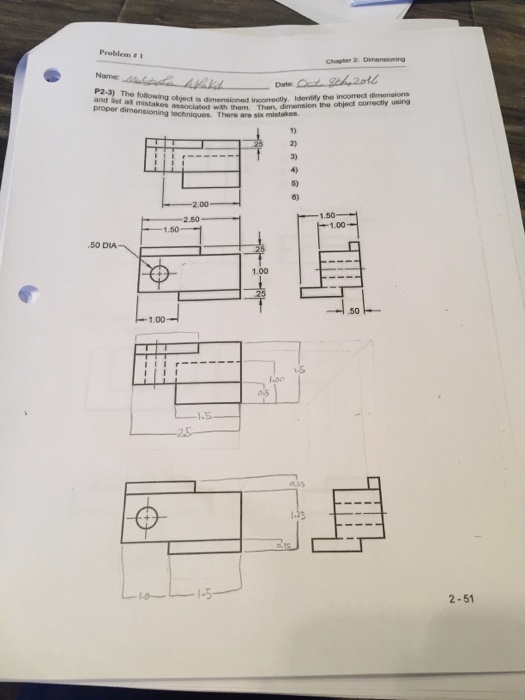 Solved The following object is dimensioned incorrectly. | Chegg.com
