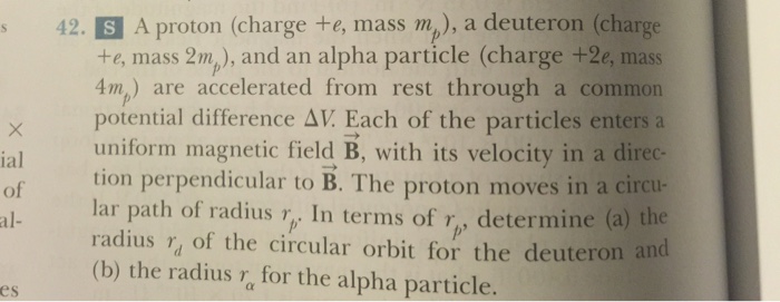 Solved A proton (charge +e, mass m_p), a deuteron (charge | Chegg.com