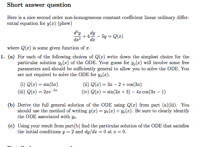 Solved Here is a nice second order non-homogeneous constant | Chegg.com