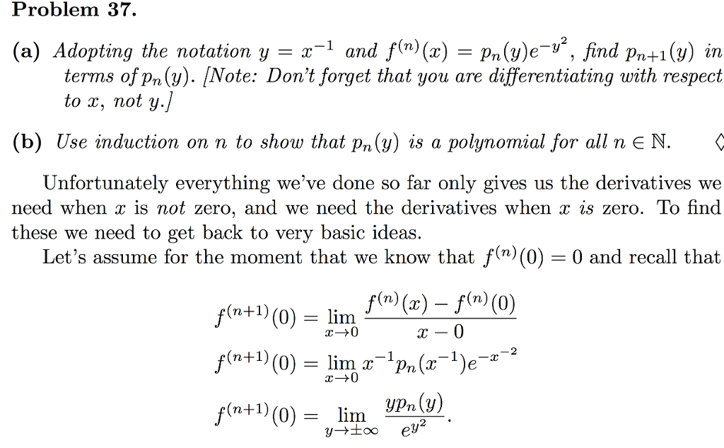 Solved Problem 37. (a) Adopting the notation y = x-1 and | Chegg.com