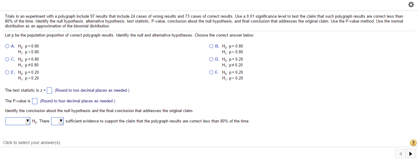 Solved Trials in an experiment with a polygraph include 97 | Chegg.com