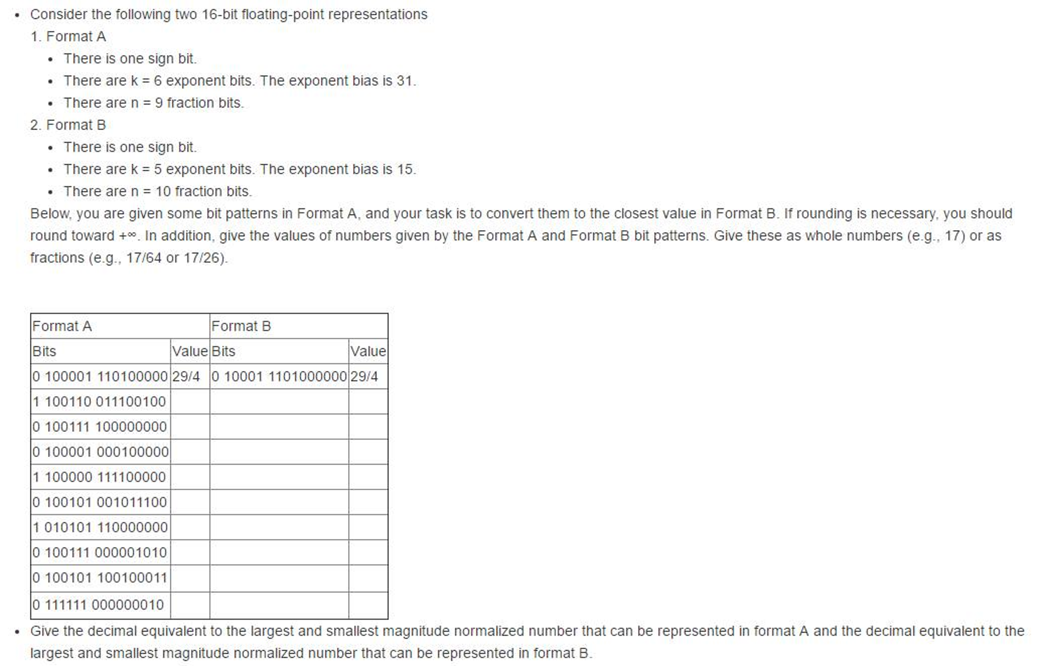 Consider the following two 16-bit floating-point | Chegg.com