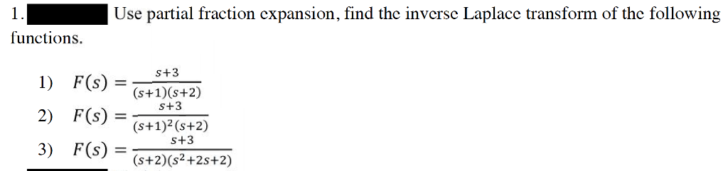Solved Use partial fraction expansion, find the inverse | Chegg.com