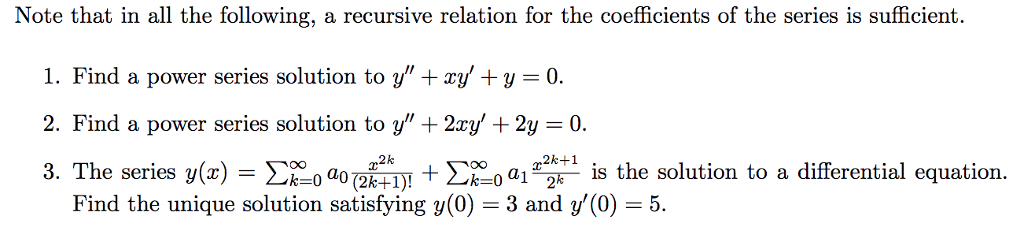 Solved Note that in all the following, a recursive relation | Chegg.com