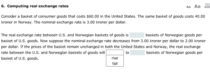 Solved 6. Computing real exchange rates Consider a basket of | Chegg.com