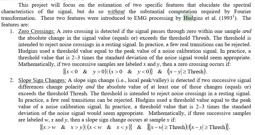 Write a stand-alone MATLAB function “hudgins_zc()”to | Chegg.com