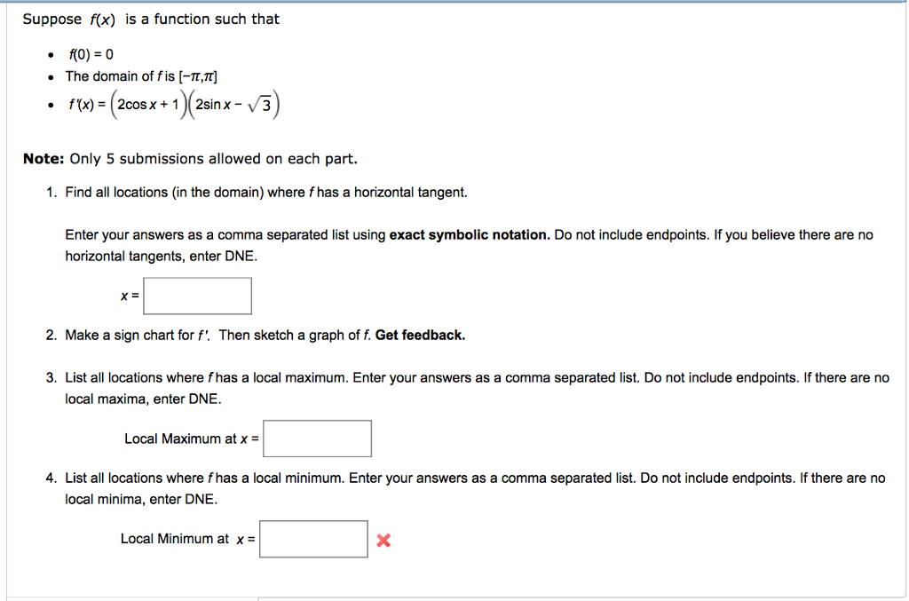 Solved Suppose f(x) is a function such that . ro) = 0 . The | Chegg.com