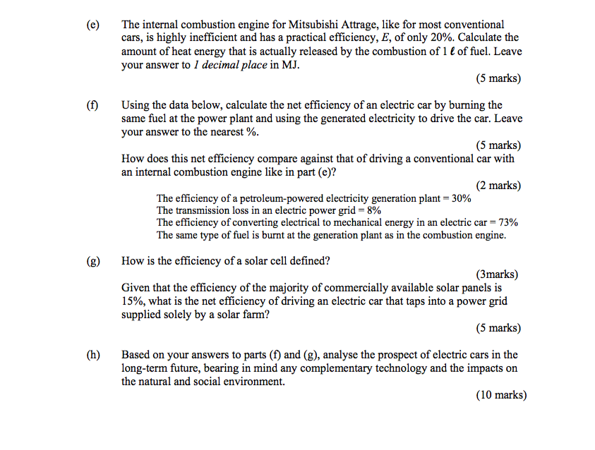 Solved Question 1 In an internal combustion engine of a car, | Chegg.com