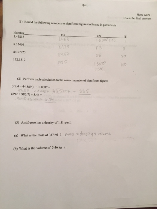 Solved Round the following numbers to significant figures | Chegg.com