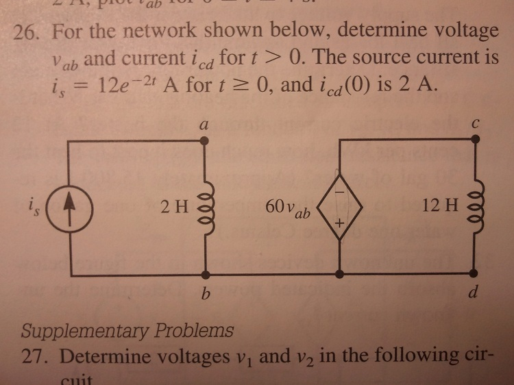 Solved For the network shown below, determine voltage vab | Chegg.com