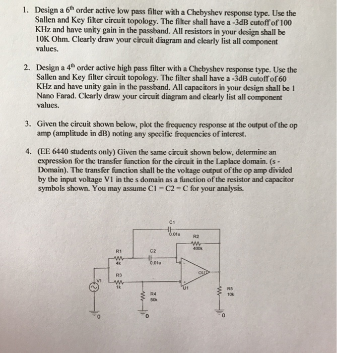 Solved Design a 6^th order active low pass filter with a | Chegg.com