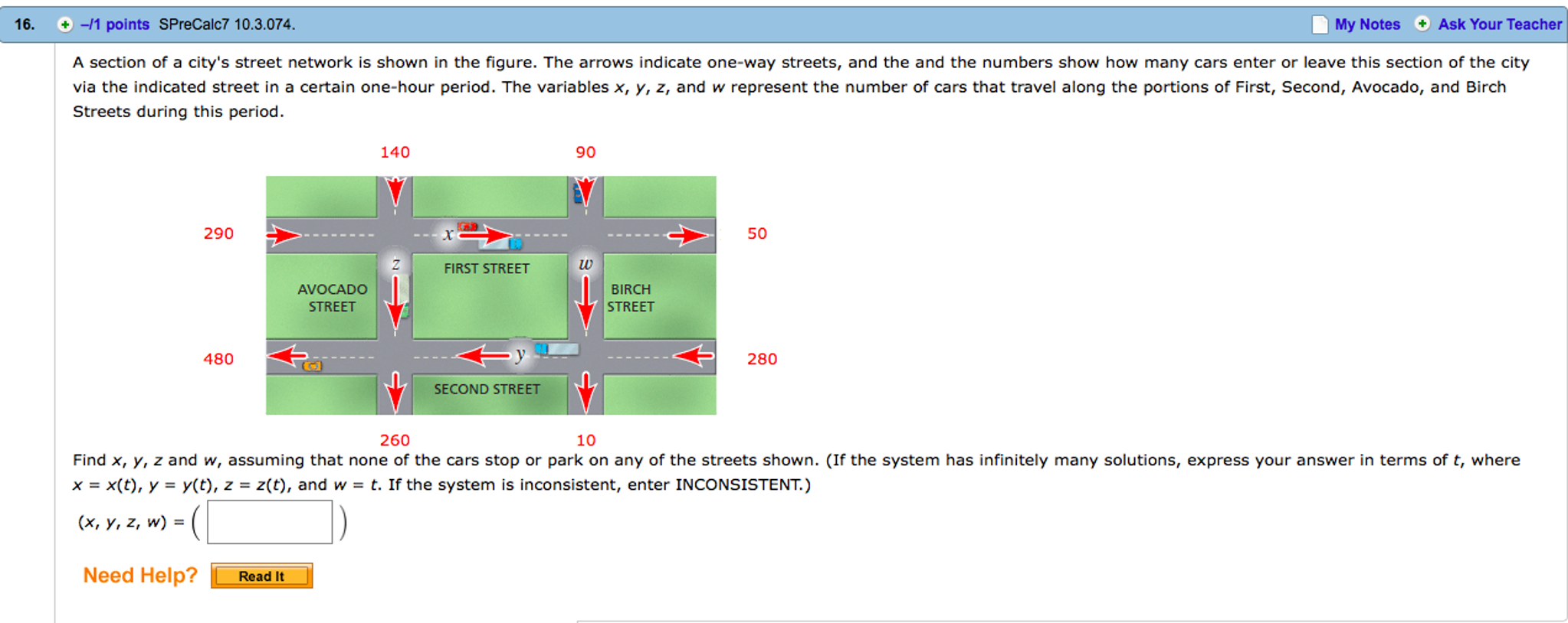 Solved A section of a city's street network is shown in the | Chegg.com