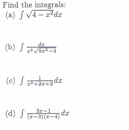 Solved Find the integrals: | Chegg.com