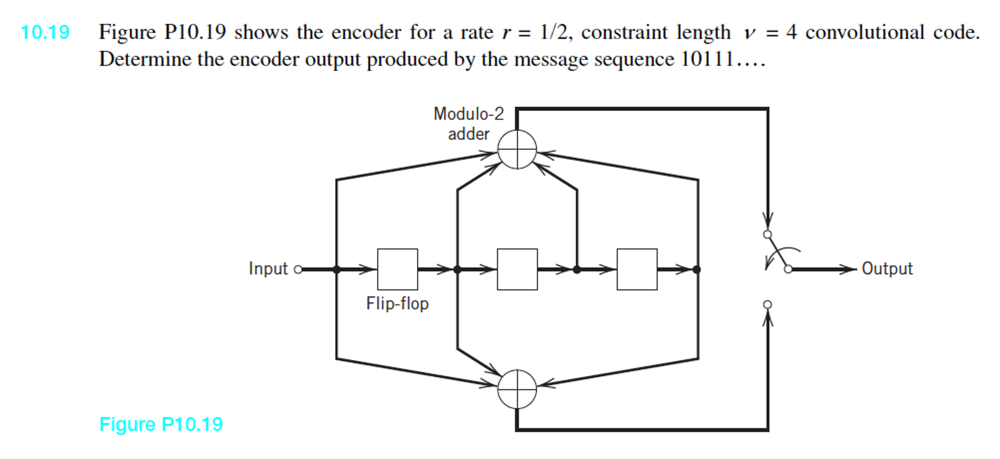 Figure P10.19 shows the encoder for a rate r = 1/2, | Chegg.com