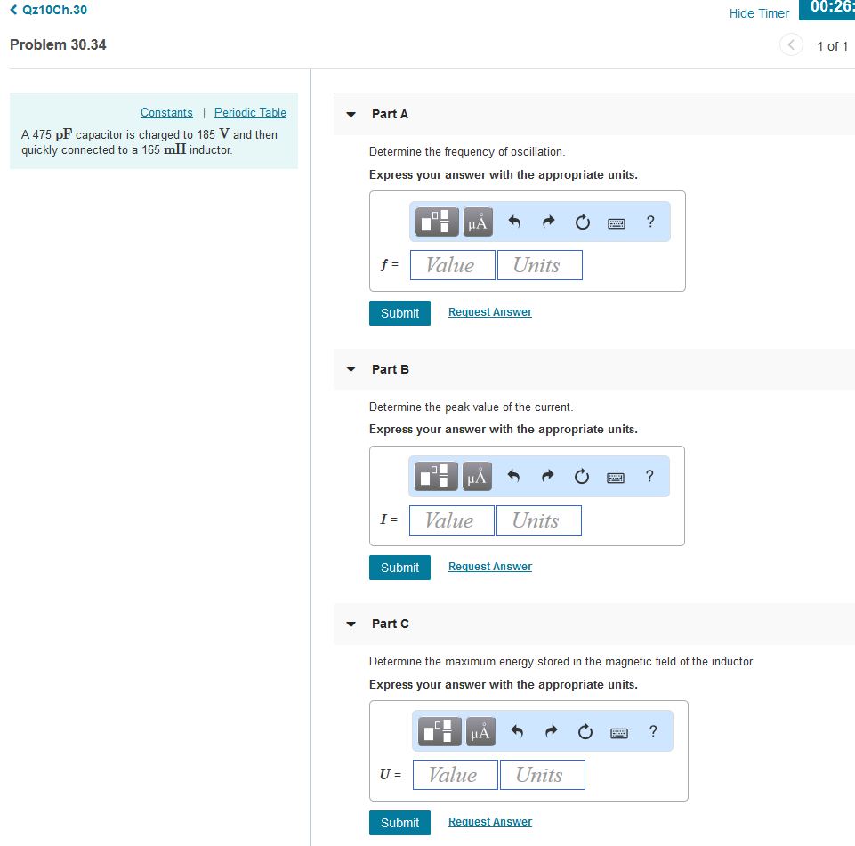 Solved KQz10Ch.30 00:26 Hide Timer Problem 30.34 1 of 1 | Chegg.com