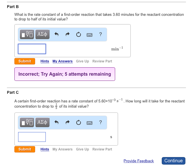Solved Half-life (kinetics) for First Order Reactions | Chegg.com